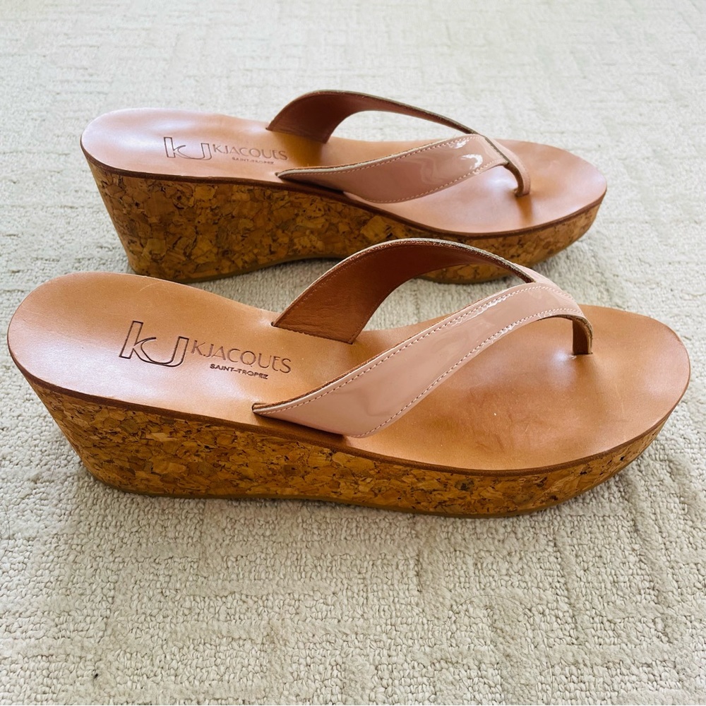 K. Jacques Diorite Blc Leather Platform Wedge Sandals… - Gem